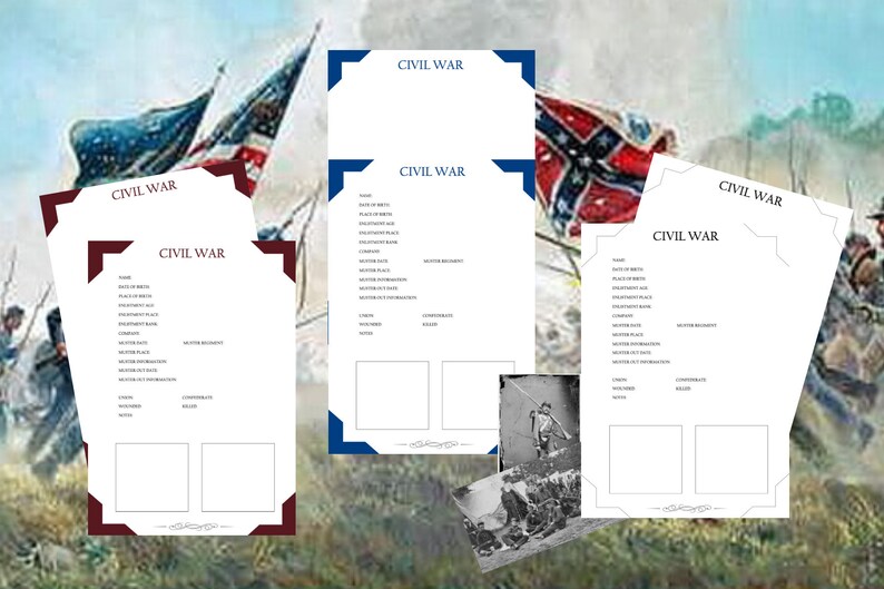 Civil War Page Pack - Printable (digital Download) Family History Pages ...