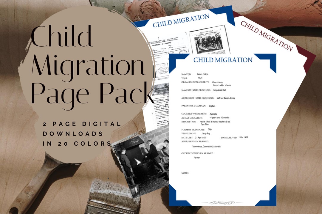 Child Migration Page Pack - Printable (digital Download) Family History ...