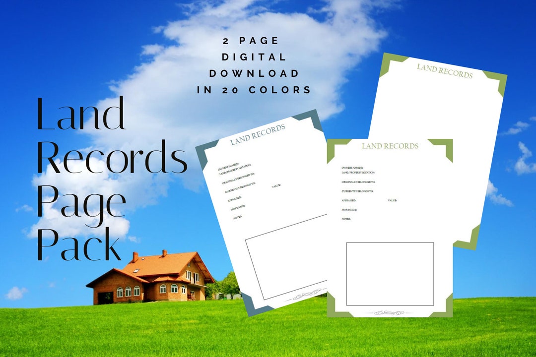 Land Records Page Pack - Printable (digital Download) Family History ...