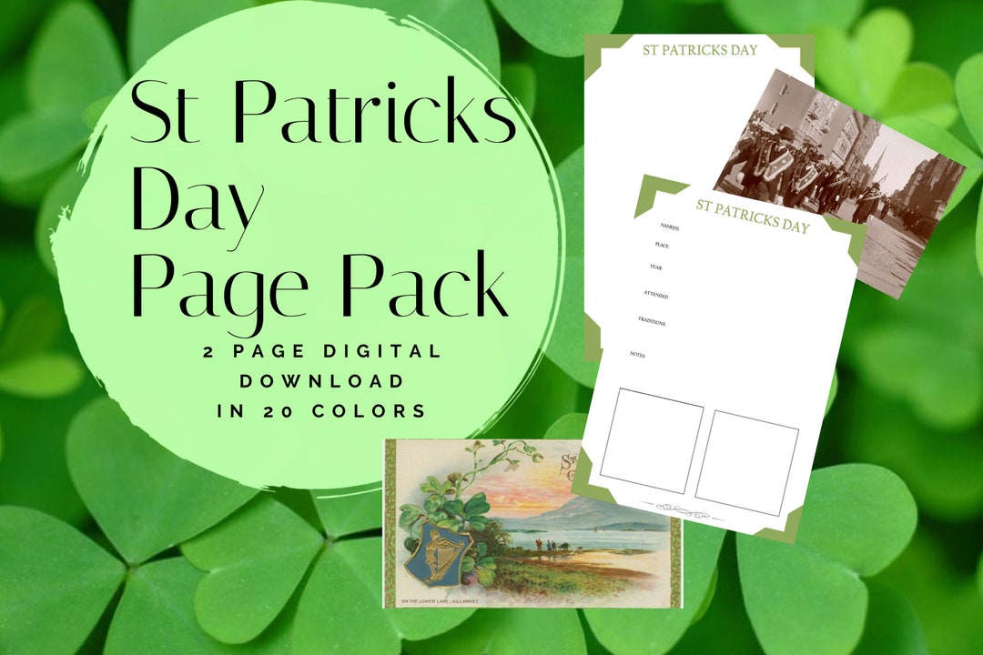 St Patricks Day Page Pack - Printable (digital Download) Family History ...