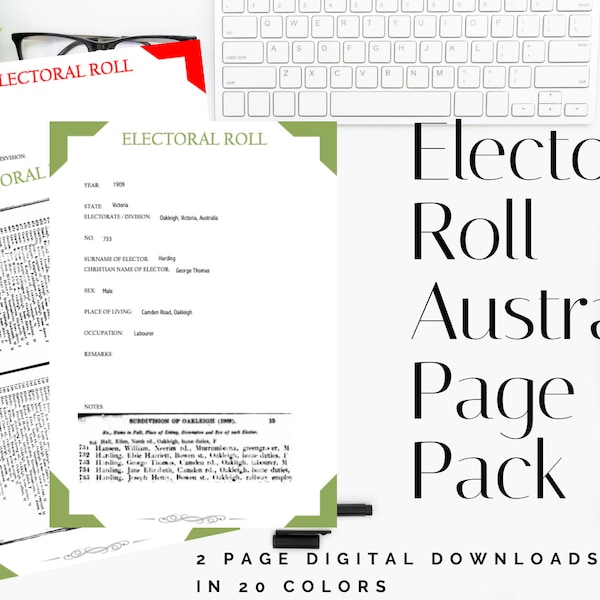 Electoral Roll Australia Page Pack Printable (digital Download) Family ...