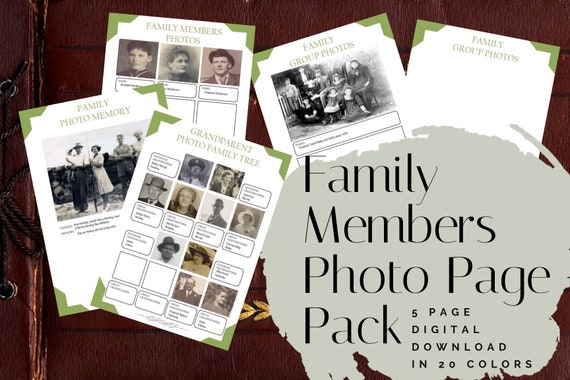Family Members Photo Page Pack Printable digital Download - Etsy