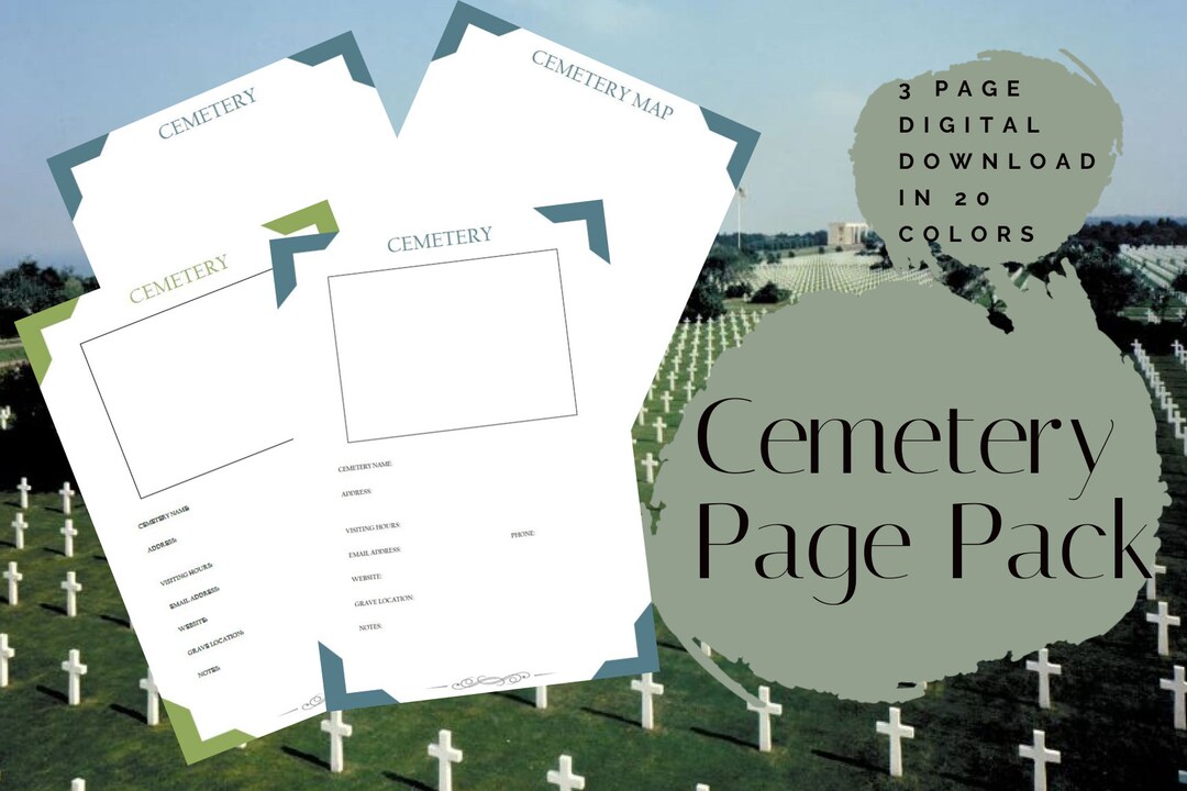 Cemetery Page Pack - Printable (digital Download) Family History Pages ...