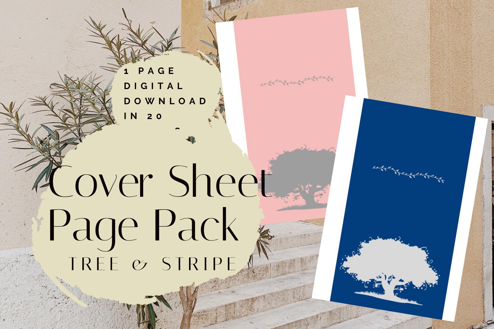 Cover Sheet tree & Stripe Page Pack Printable digital Download Family ...