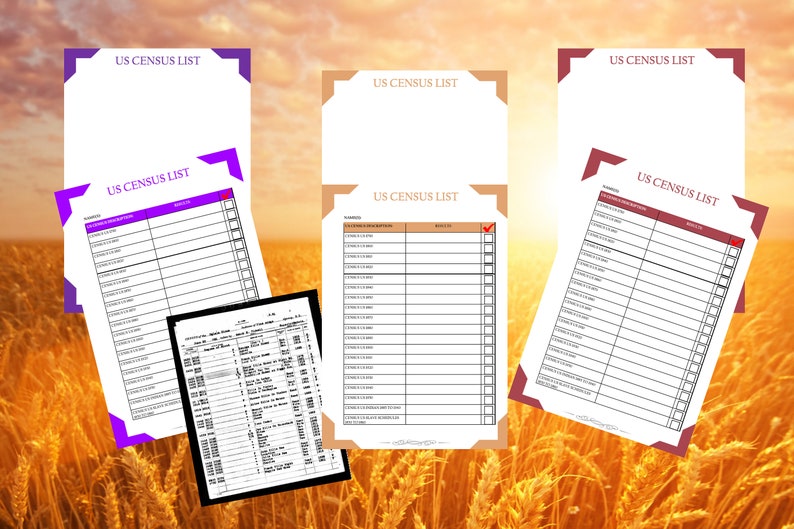 US Census List Page Pack - Printable (digital Download) Family History ...