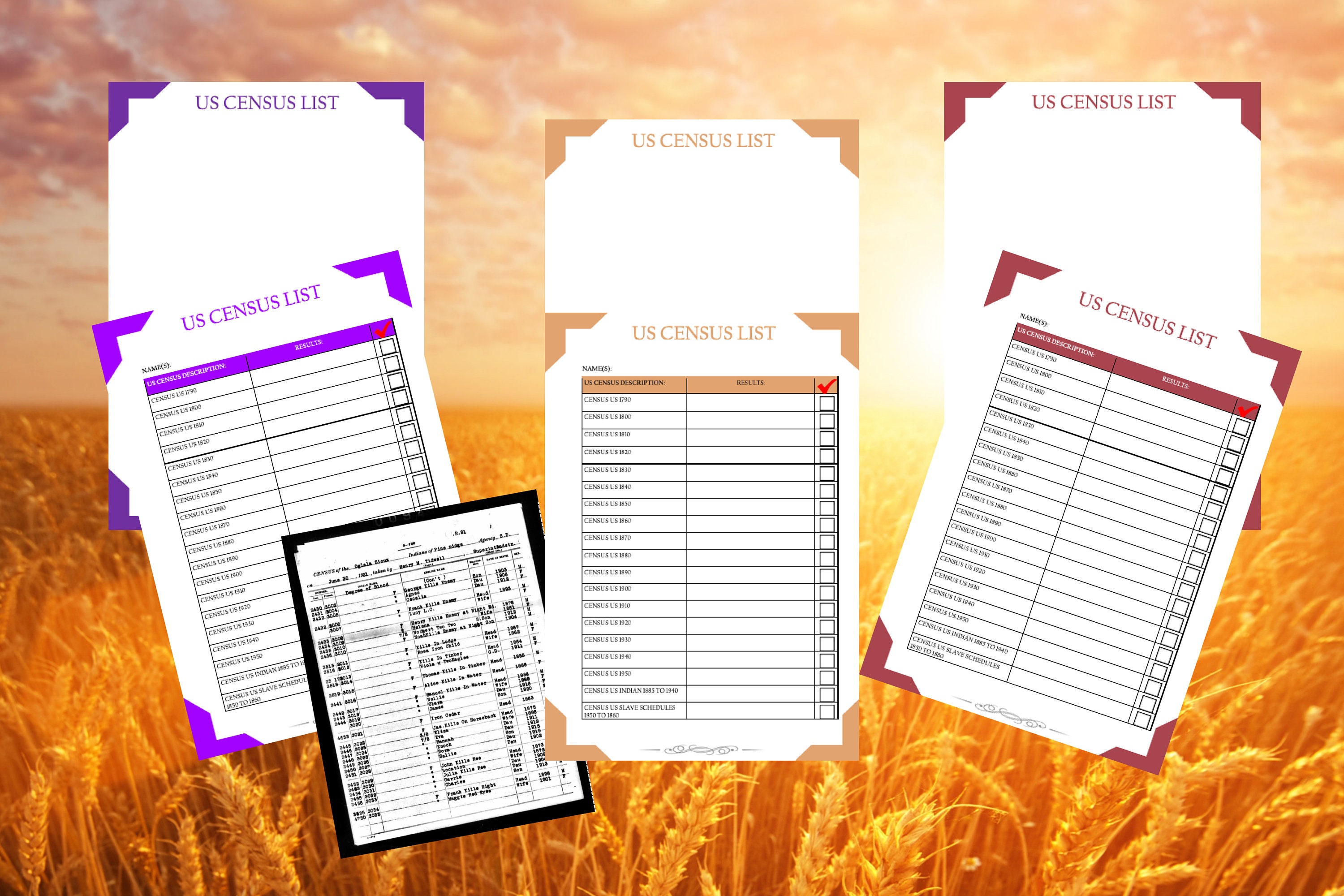 US Census List Page Pack - Printable (digital Download) Family History ...
