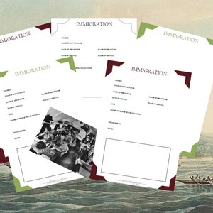 Immigration Page Pack - Printable (digital Download) Family History ...