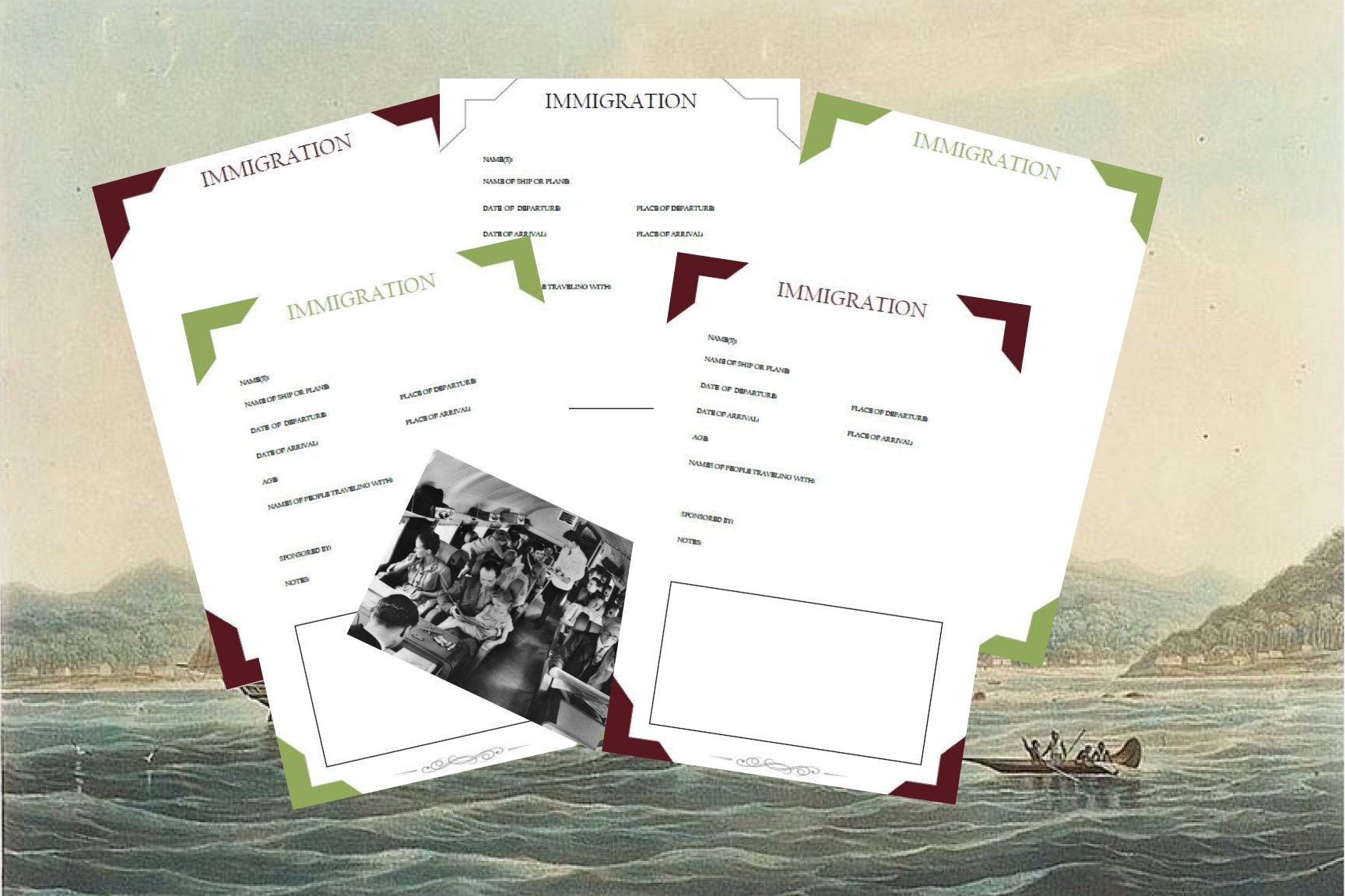 Immigration Page Pack - Printable (digital Download) Family History ...