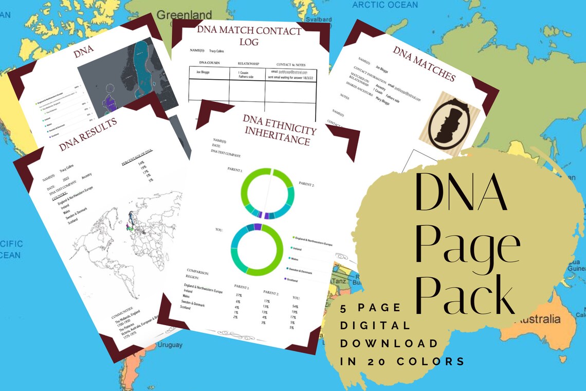 DNA Page Pack - Printable (digital Download) Family History Pages ...
