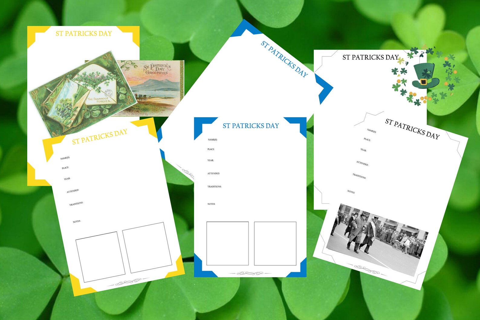 St Patricks Day Page Pack - Printable (digital Download) Family History ...
