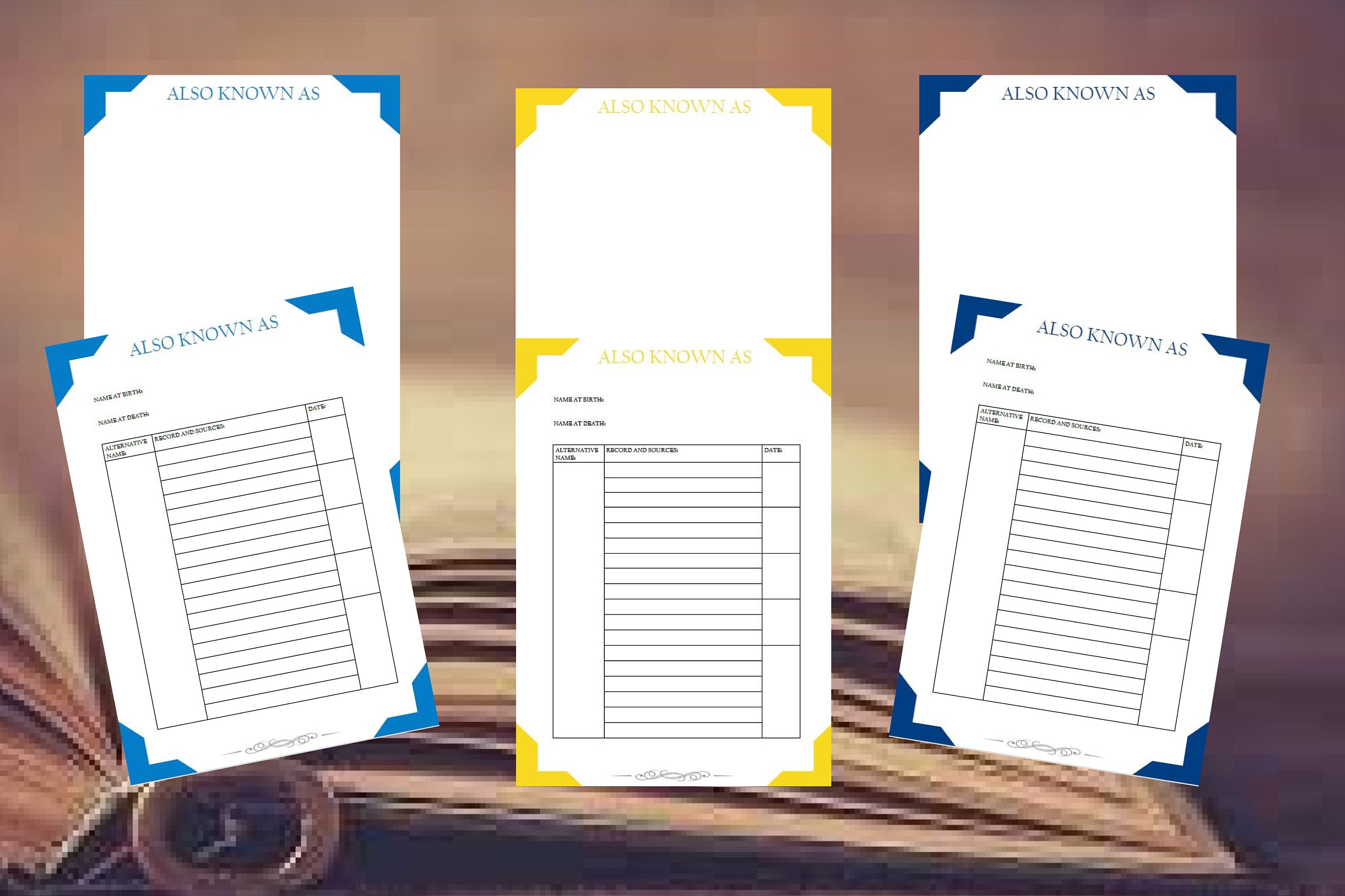 Also Known as Page Pack - Printable (digital Download) Family History ...