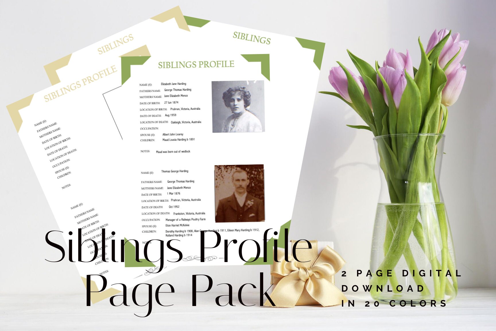 Siblings Profile Page Pack - Printable (digital Download) Family ...