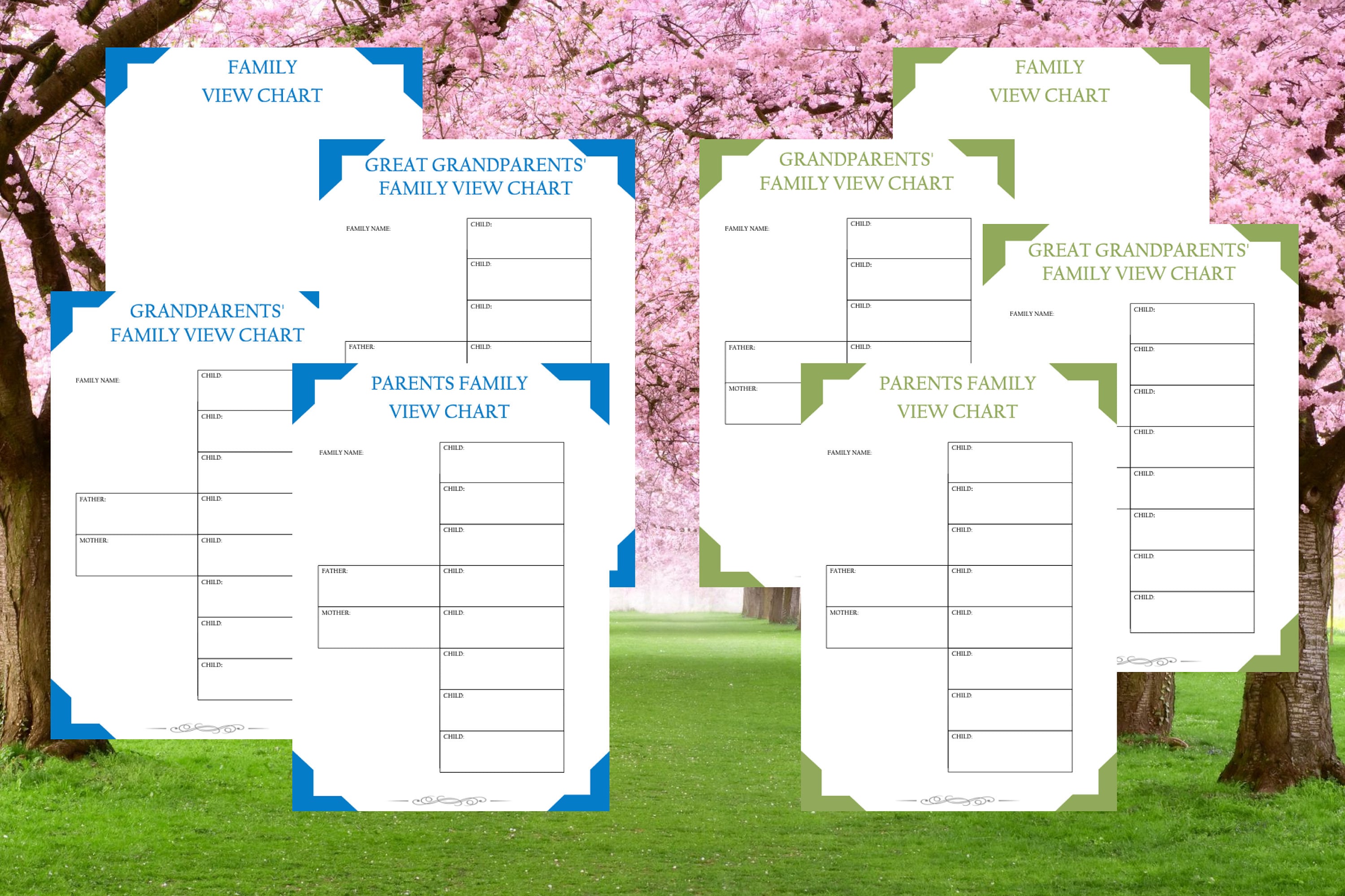 Family View Charts Page Pack - Printable (digital Download) Family ...
