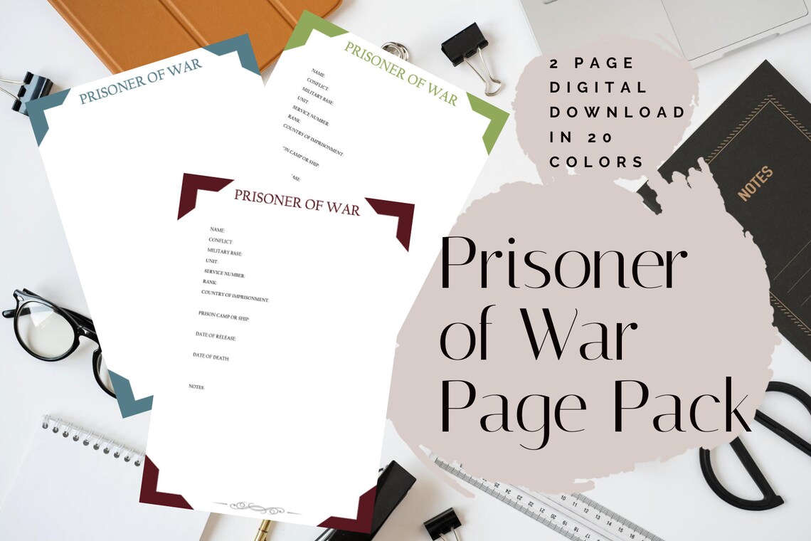 Prisoner of War Page Pack - Printable (digital Download) Family History ...