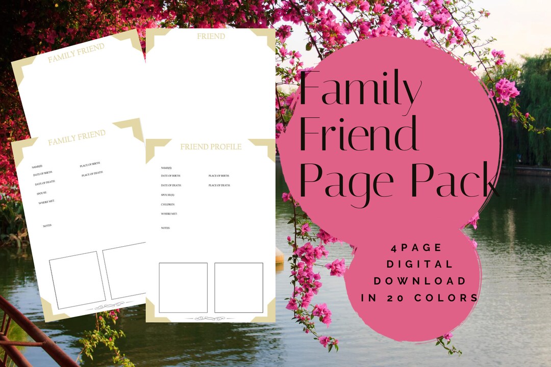 Family Friend Page Pack - Printable (digital Download) Family History ...