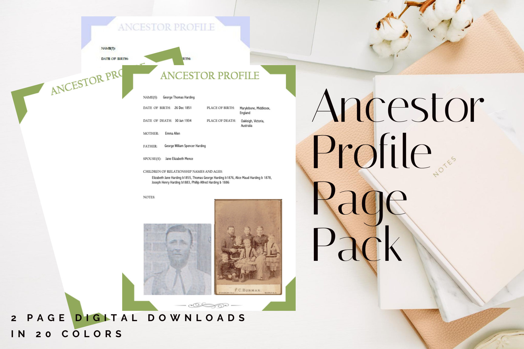 LOCKED TREE— Ancestor Profile Page Pack - Printable (Digital Download ...