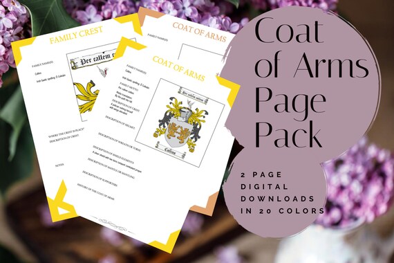 Coat of Arms Page Pack Printable digital Download Family - Etsy