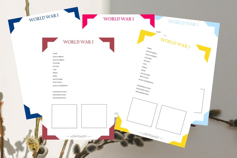 WWI Profile Page Pack - Printable (digital Download) Family History ...