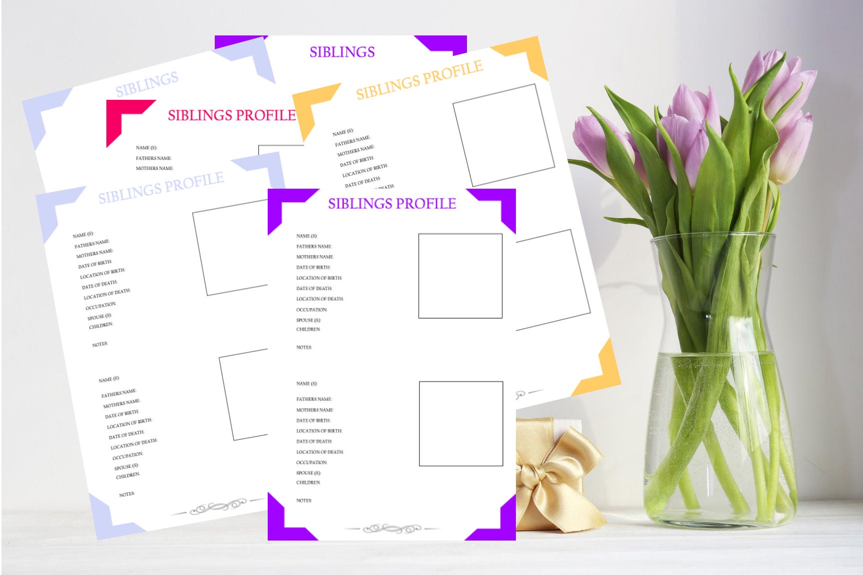 LOCKED TREE— Siblings Profile Page Pack - Printable (Digital Download ...