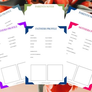 Parents Profile Page Pack - Printable (digital Download) Family History ...