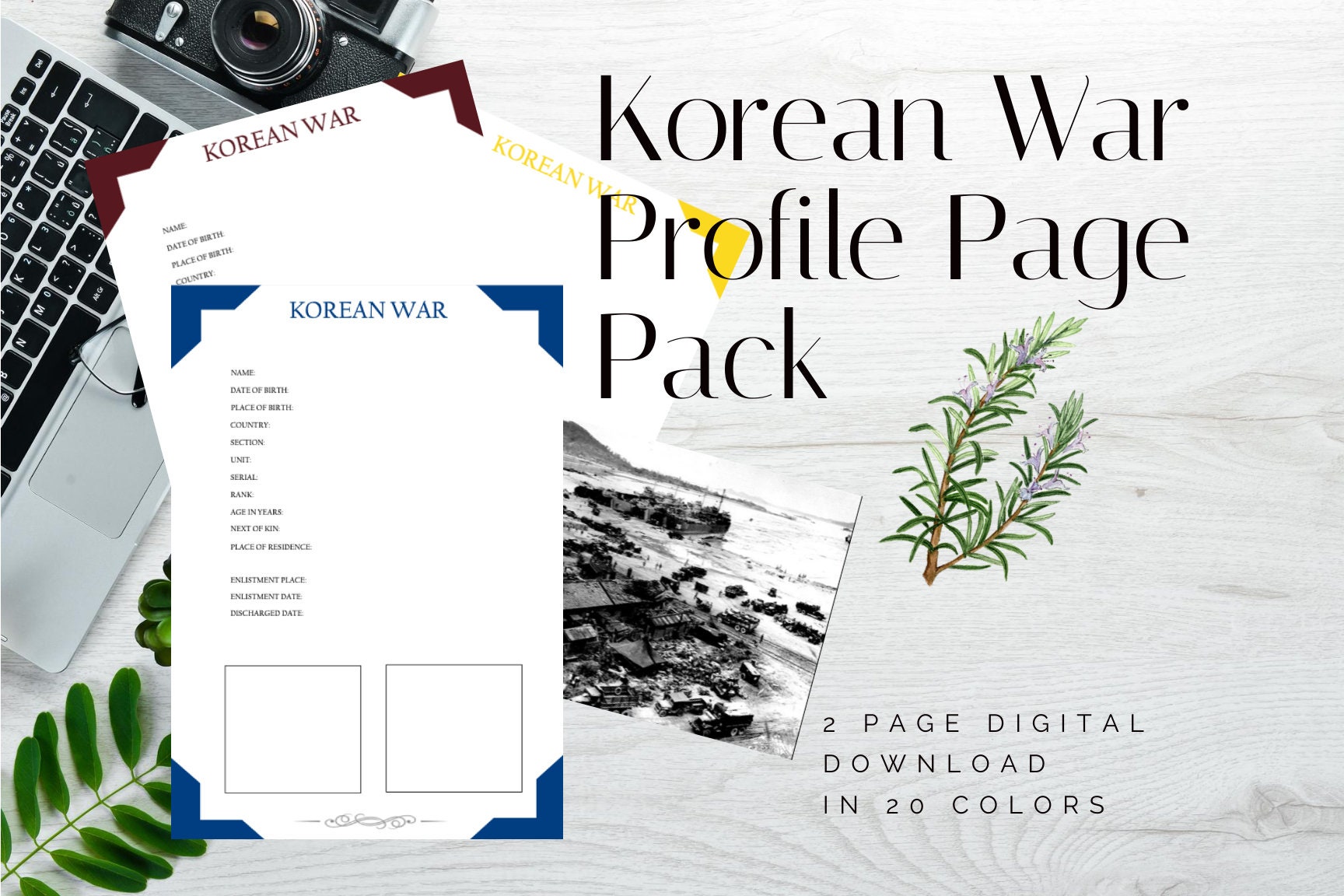Korean War Profile Page Pack - Printable (digital Download) Family ...