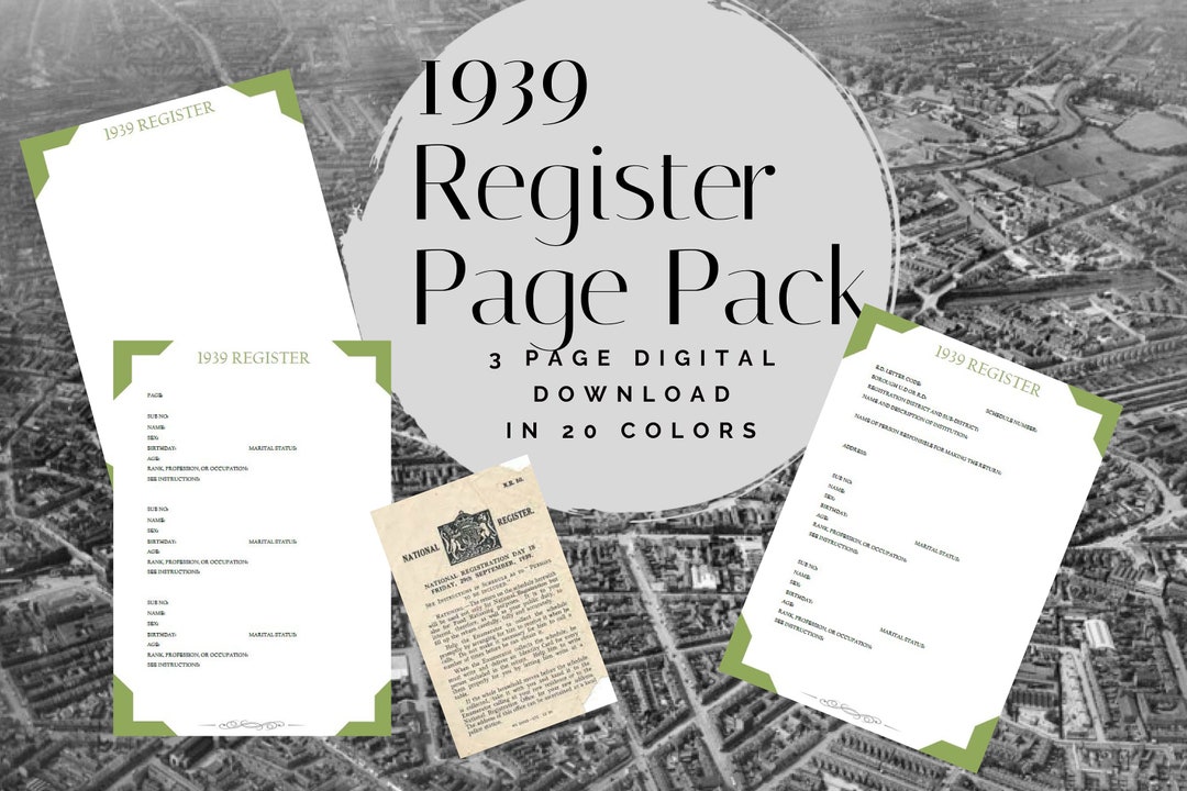 1939 Register Page Pack - Printable (digital Download) Family History ...