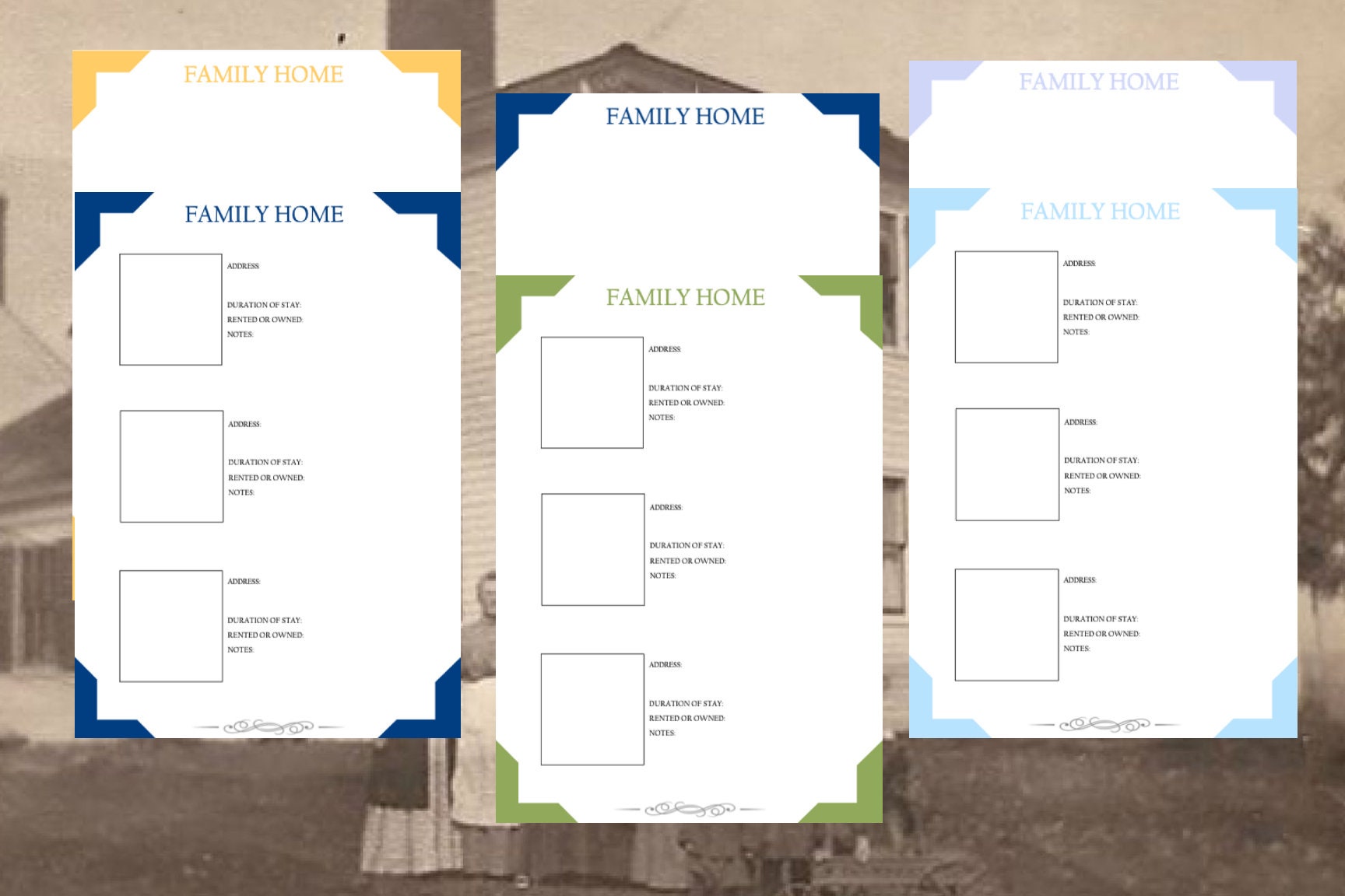 Family Home Page Pack - Printable (digital Download) Family History ...