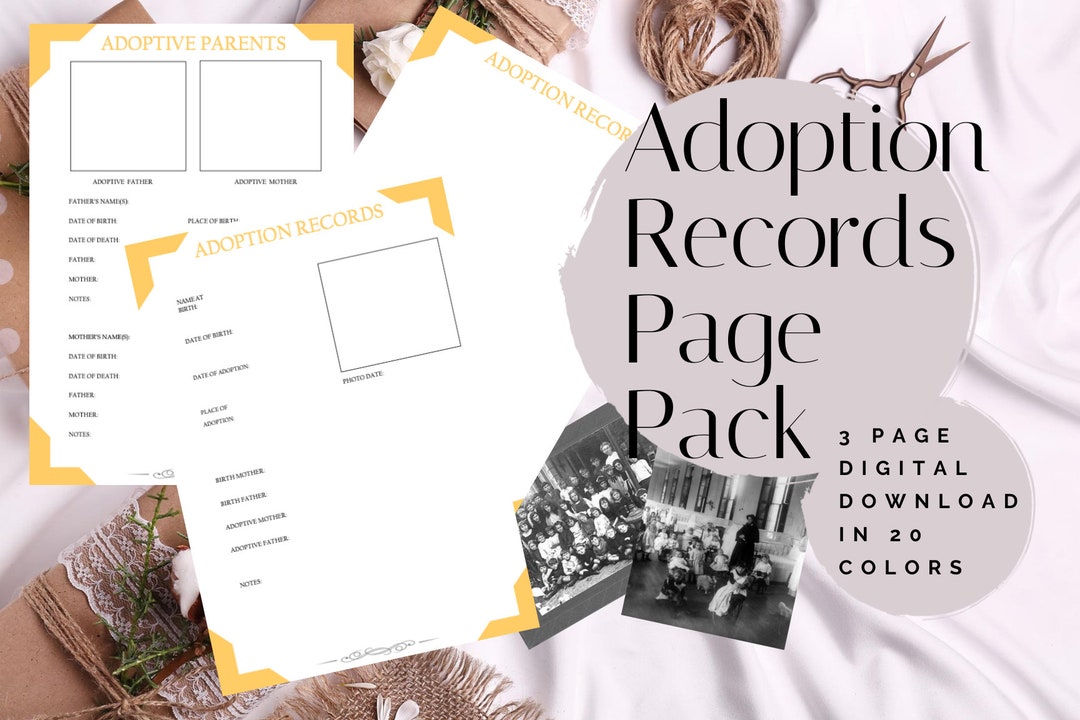 Adoption Records Page Pack - Printable (digital Download) Family ...