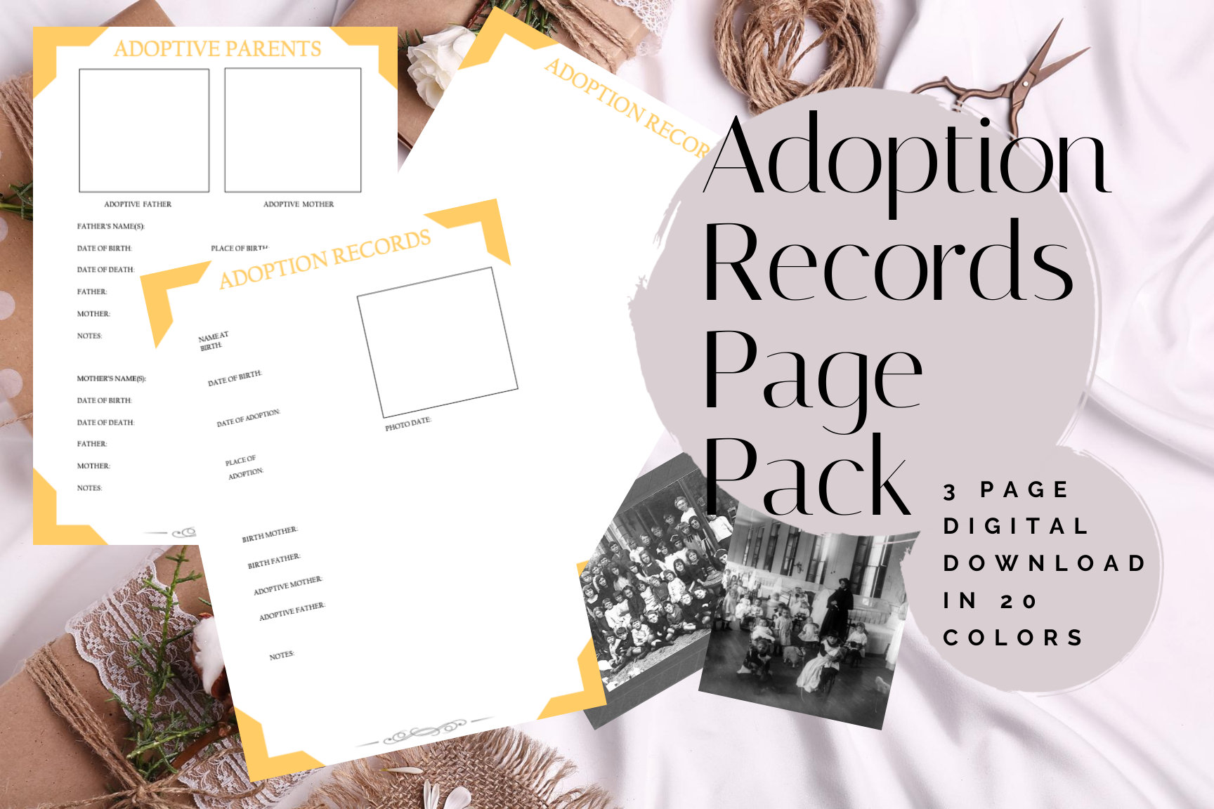Adoption Records Page Pack - Printable (digital Download) Family ...