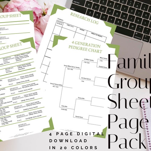 Family Group Sheet Page Pack Printable digital Download - Etsy
