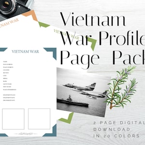 Vietnam War Profile Page Pack - Printable (digital Download) Family ...