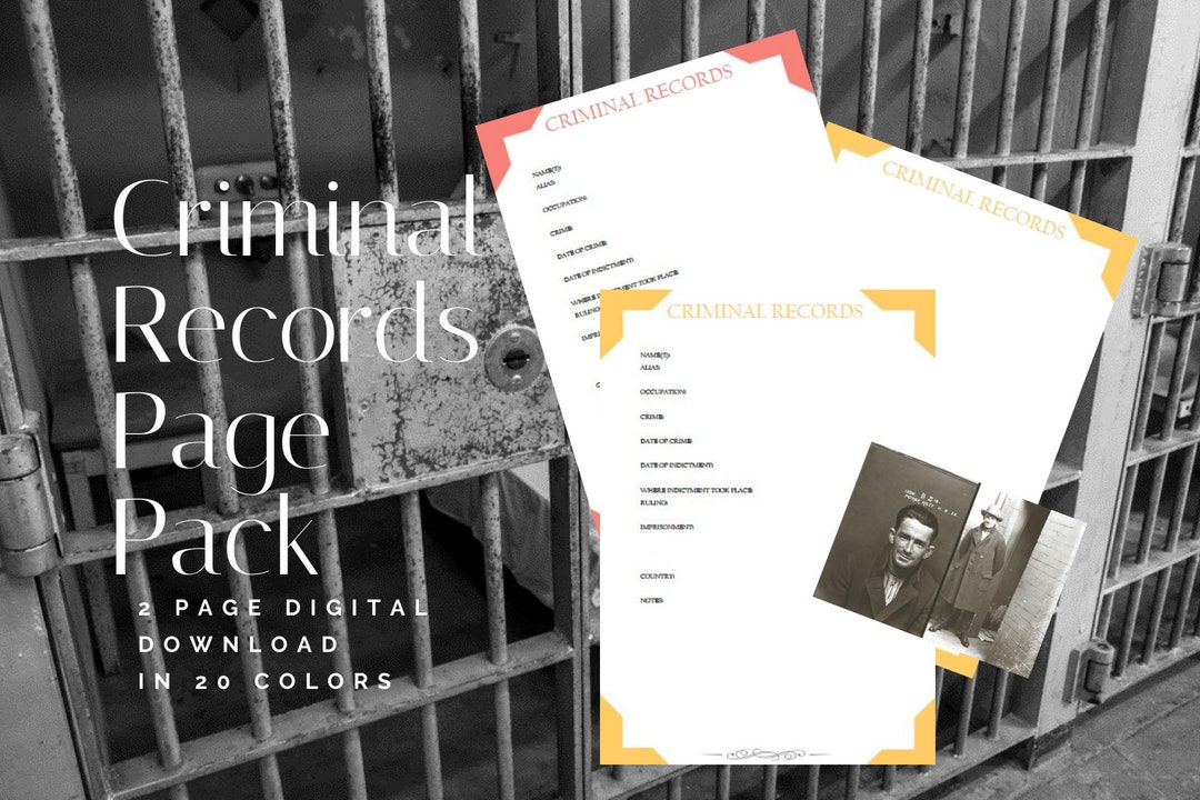 Criminal Records Page Pack - Printable (digital Download) Family ...