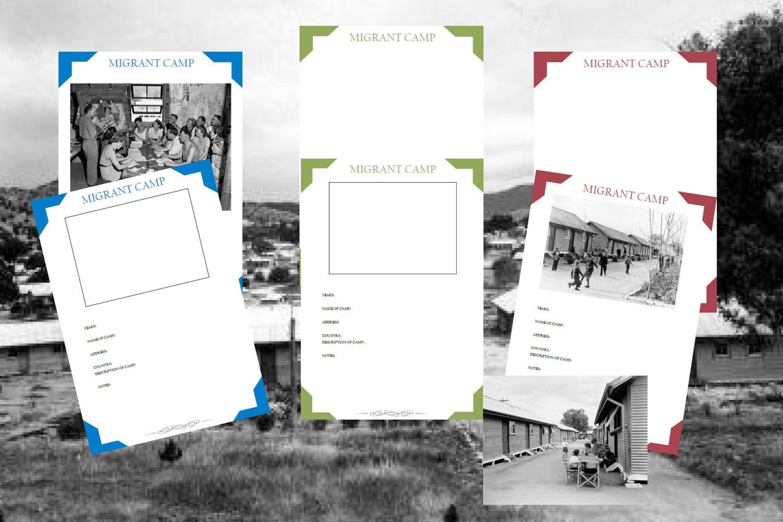 Migrant Camp Page Pack - Printable (digital Download) Family History ...