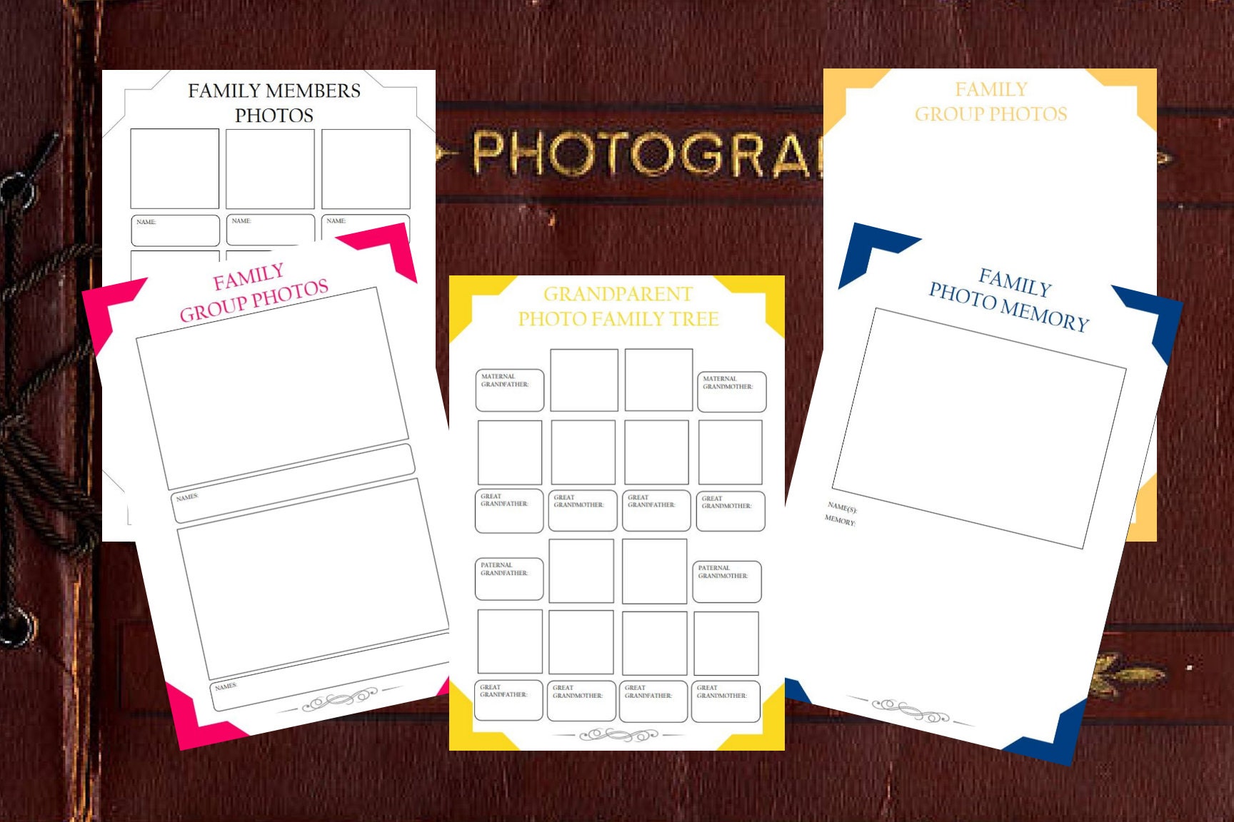 Family Members Photo Page Pack - Printable (digital Download) Family ...