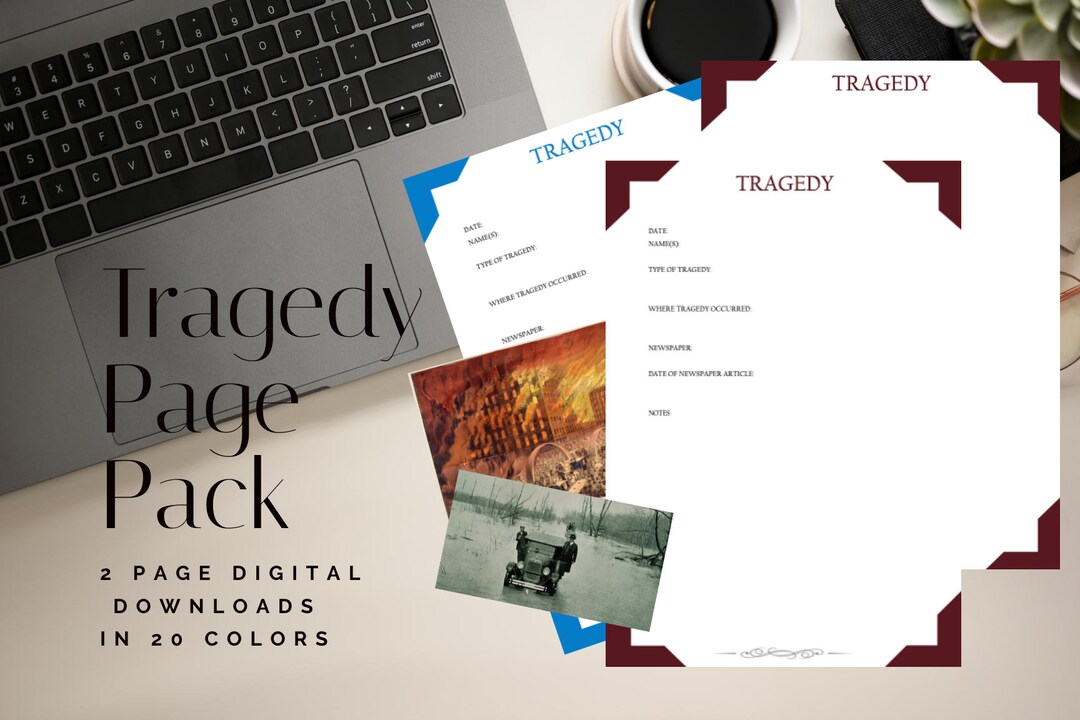 Tragedy Page Pack - Printable (digital Download) Family History Pages ...