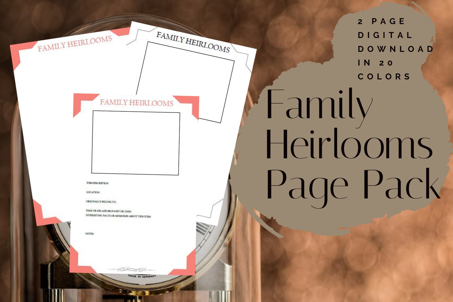 Family Heirlooms Page Pack Printable digital Download | Etsy