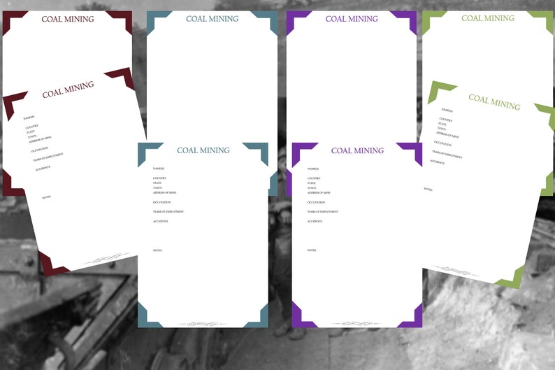 Coal Mining Page Pack - Printable (digital Download) Family History ...