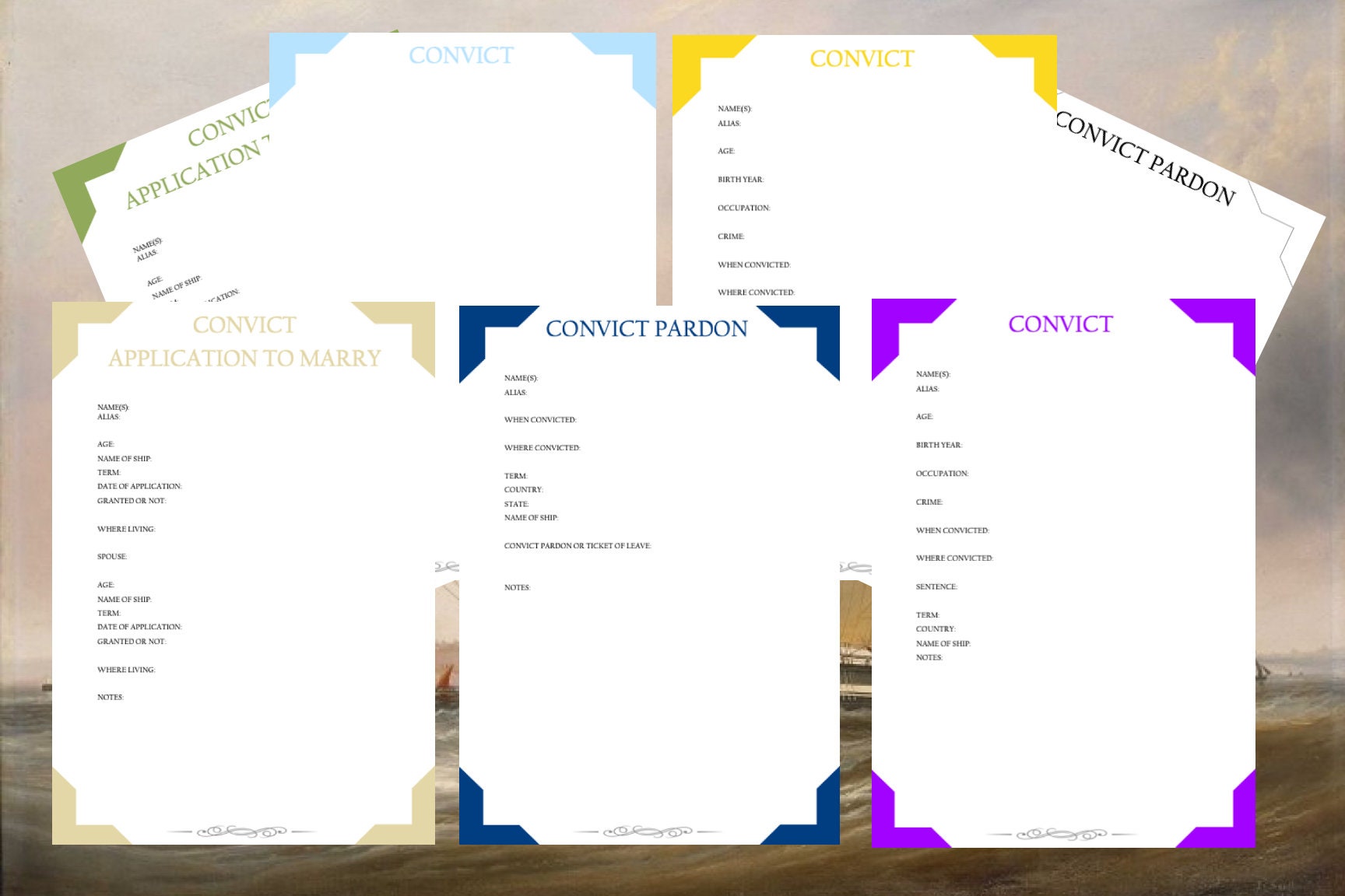 LOCKED TREE— Convict Page Pack - Printable (Digital Download) Family ...