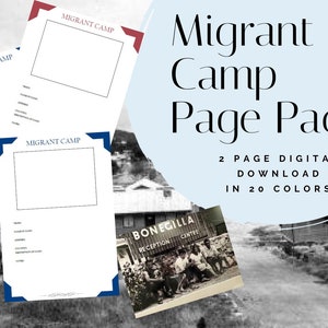 Migrant Camp Page Pack - Printable (digital Download) Family History ...