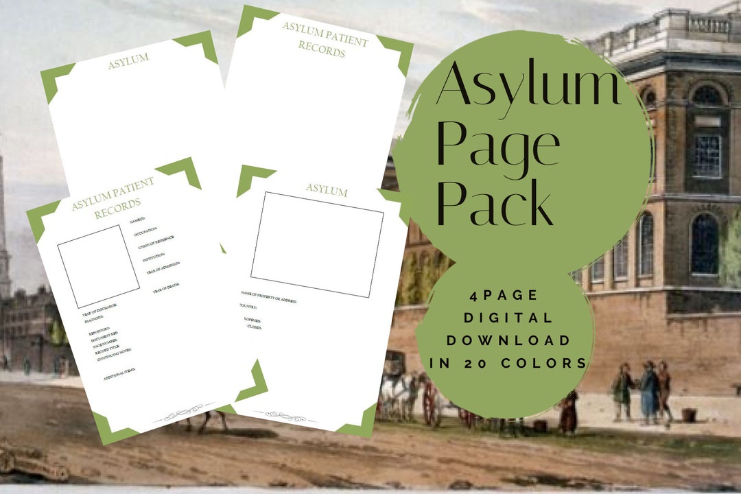Asylum Page Pack - Printable (digital Download) Family History Pages ...