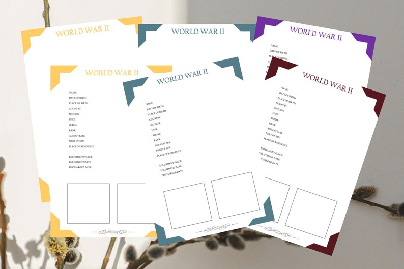 WWII Profile Page Pack - Printable (digital Download) Family History ...