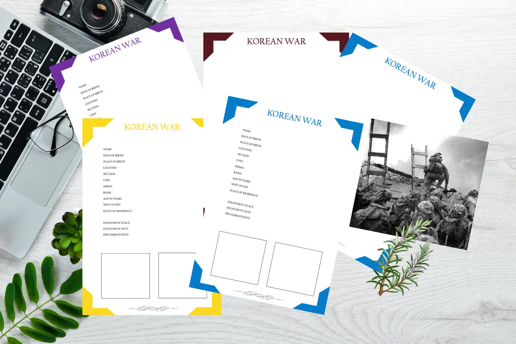 Korean War Profile Page Pack - Printable (digital Download) Family ...