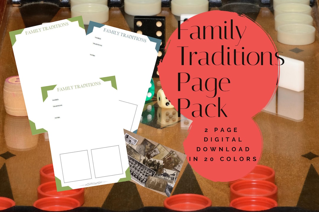 Family Traditions Page Pack - Printable (digital Download) Family ...