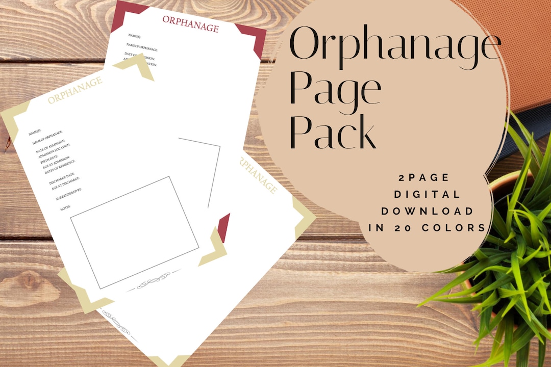 Orphanage Page Pack - Printable (digital Download) Family History Pages ...