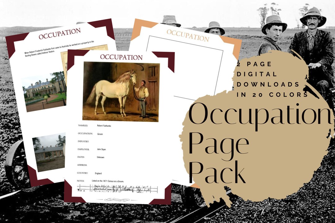 Occupation Page Pack - Printable (digital Download) Family History ...