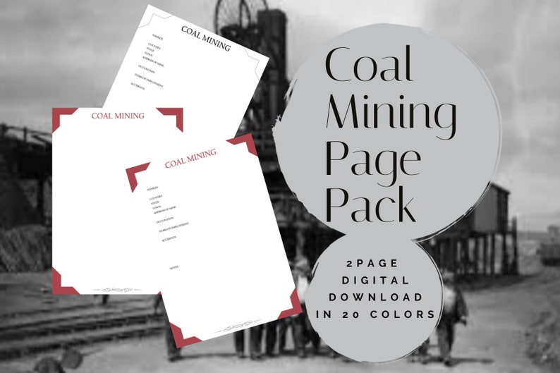 Coal Mining Page Pack - Printable (digital Download) Family History ...