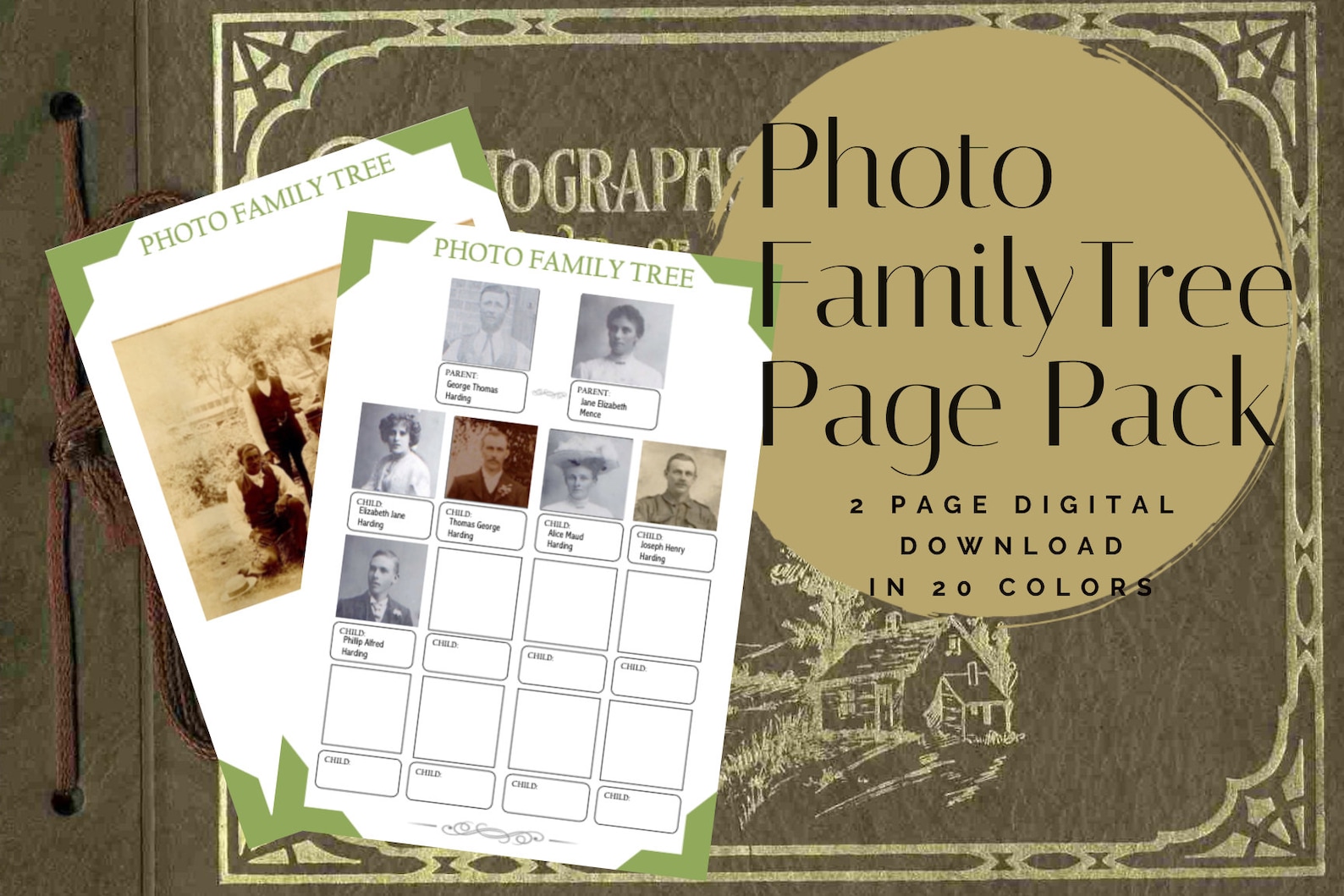 Photo Family Tree Page Pack Printable digital Download - Etsy