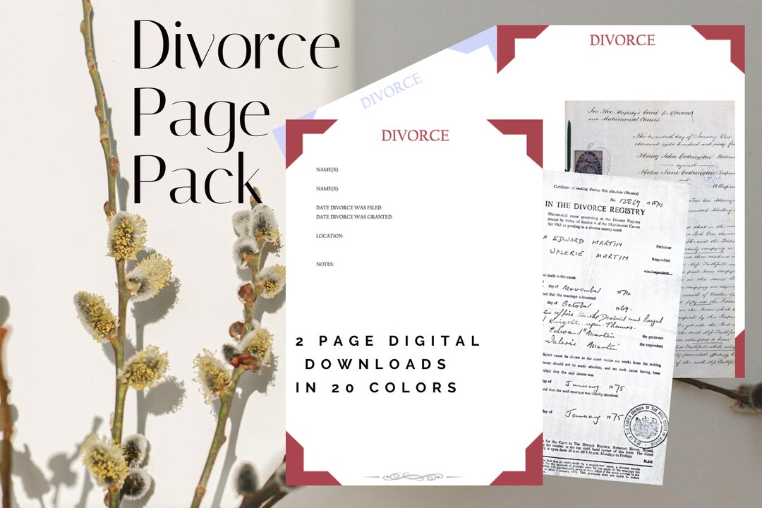 Divorce Page Pack - Printable (digital Download) Family History Pages ...