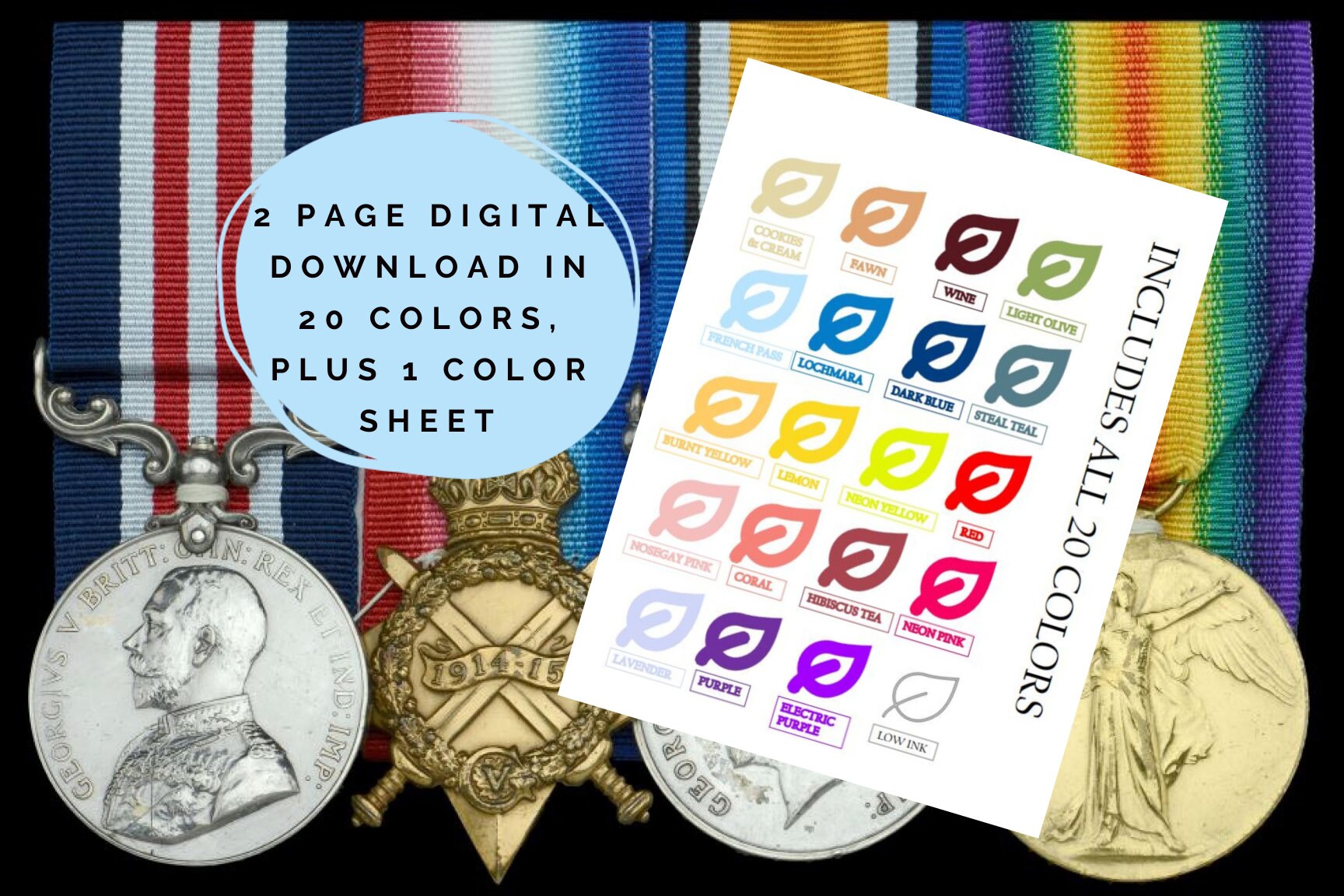War Medals Page Pack - Printable (digital Download) Family History ...