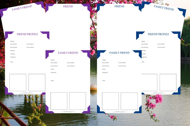 Family Friend Page Pack - Printable (digital Download) Family History ...